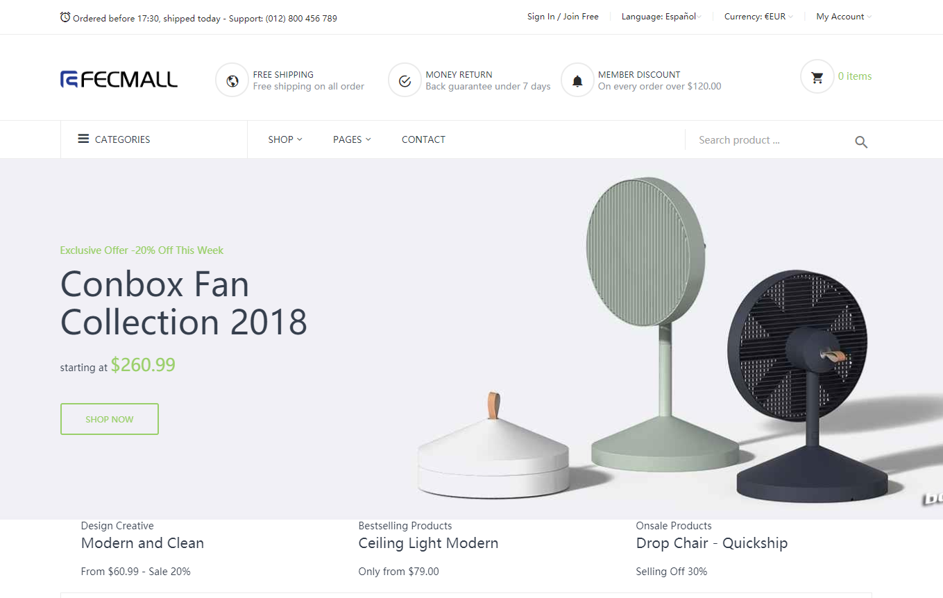 Fecmall furnilife模板，简洁风格的模板